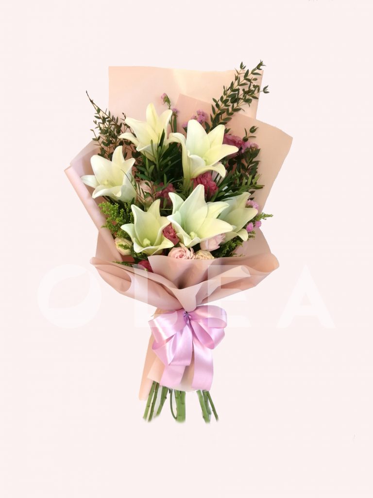 Lily Hand Bouquet Delivery KL | Olea Florist Modern Arrangement